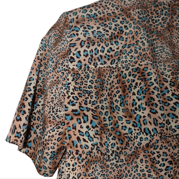 Donnkenny | Tops | Vintage 8s Donnkenny Leopard Print Turquoise Button ...